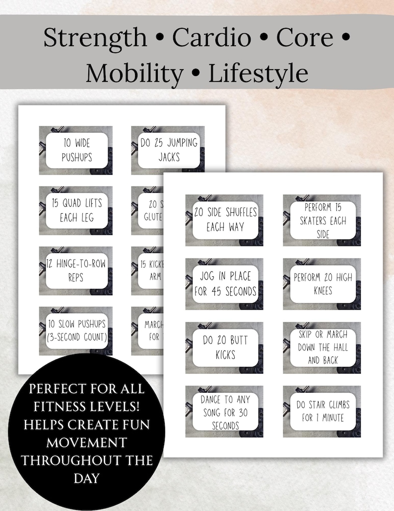 120 Fitness Challenge Cards Printable | Workout Challenge Deck ...