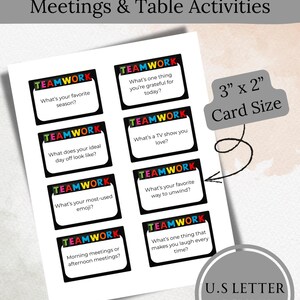 Team Building Conversation Cards | Printable Workplace Icebreaker ...
