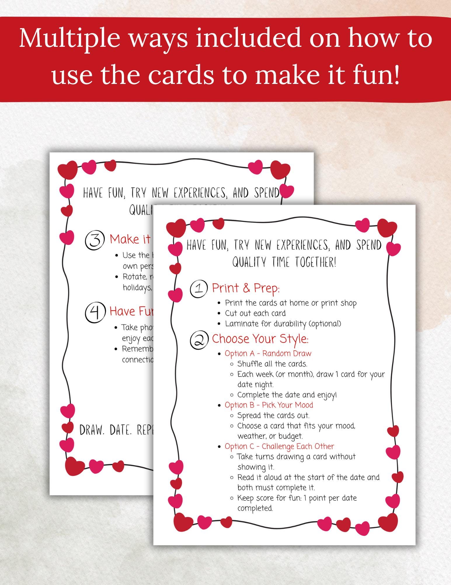 Date Night Idea Cards – 60 Printable Cards for Couples | Fun & Romantic ...