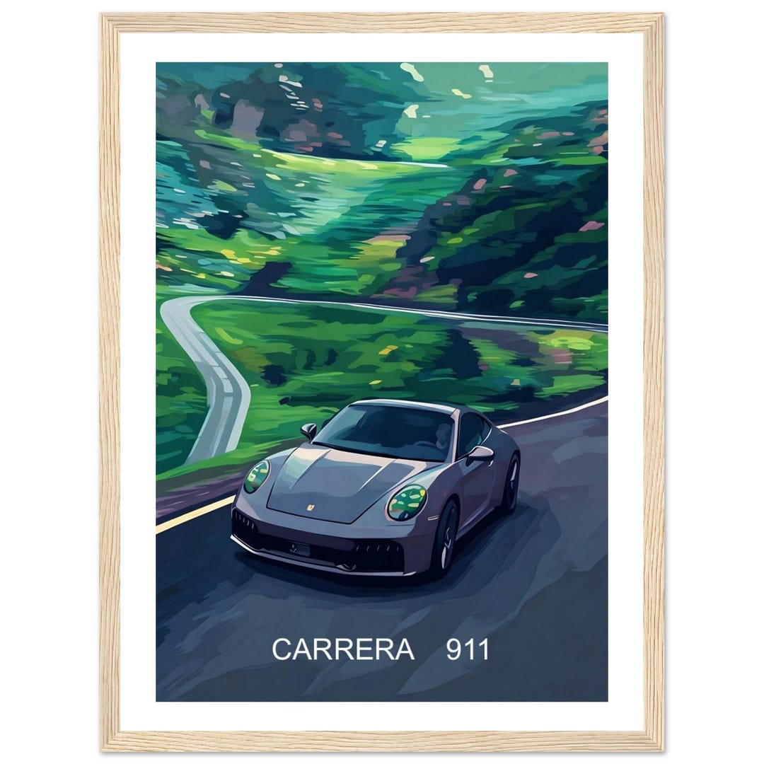 Porsche Carrera 911 Portrait Art Poster - Framed Wall Decor - Luxury ...
