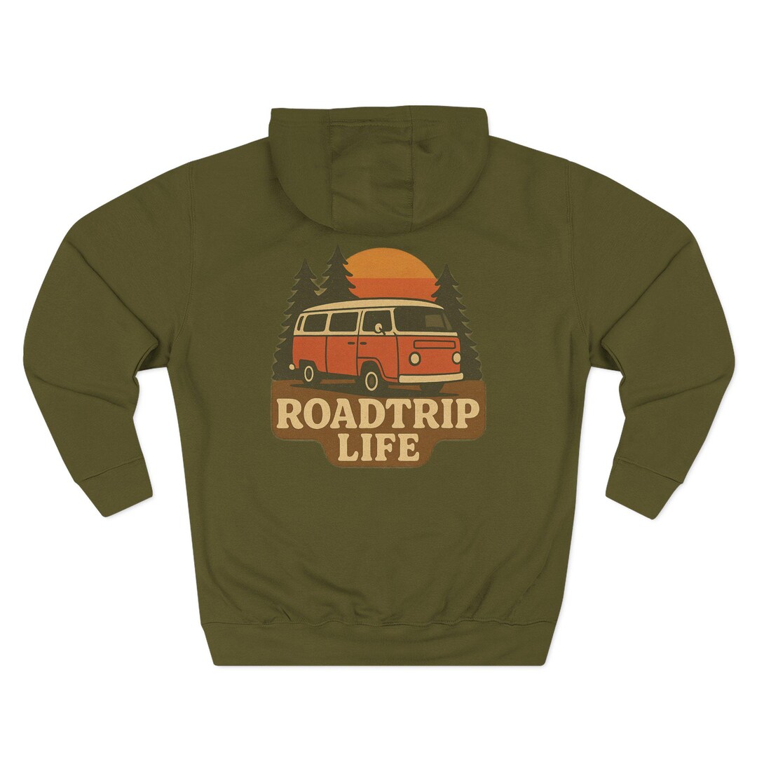 Roadtrip Life Van Graphic Hoodie | Vintage Camper, Sunset Forest Design ...