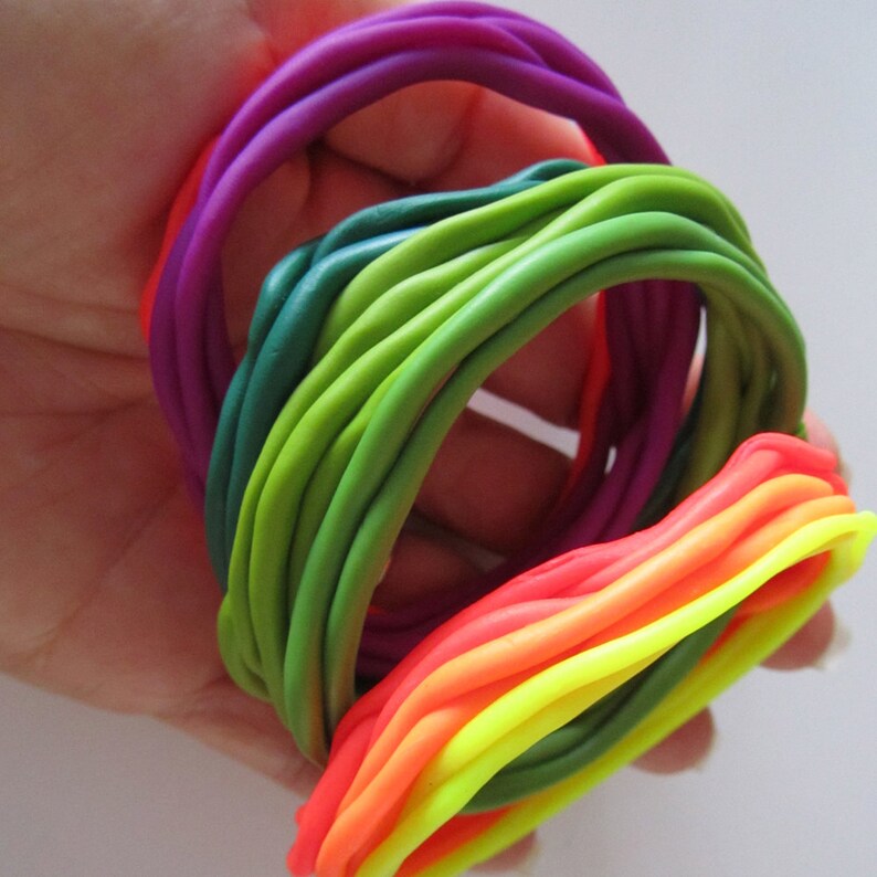 Fluoro Orange Acid Yellow Pop Pink Neon Glowing Squiggle Polyclay ...