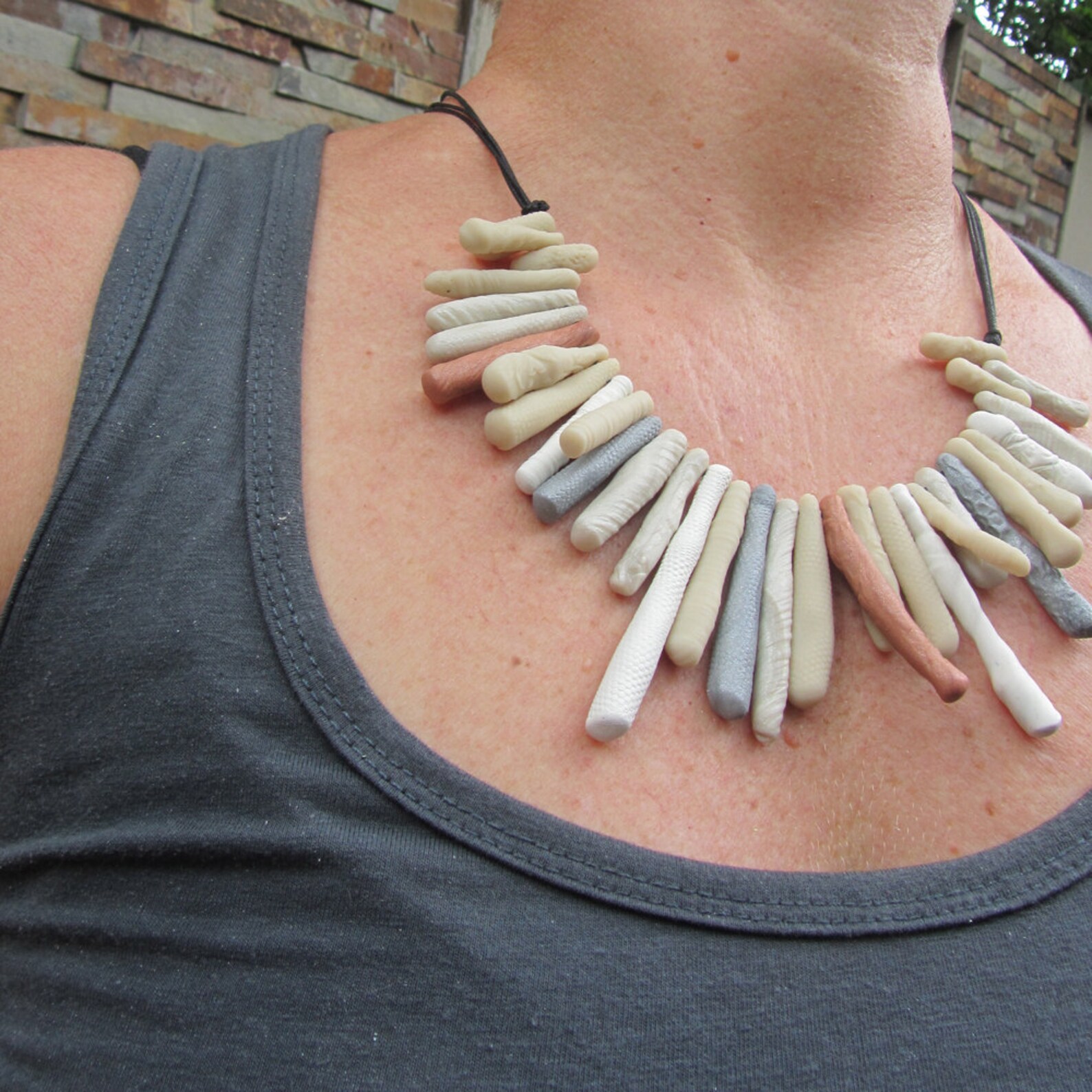 Sandy Beachy Coloured and Textured Necklace - Etsy