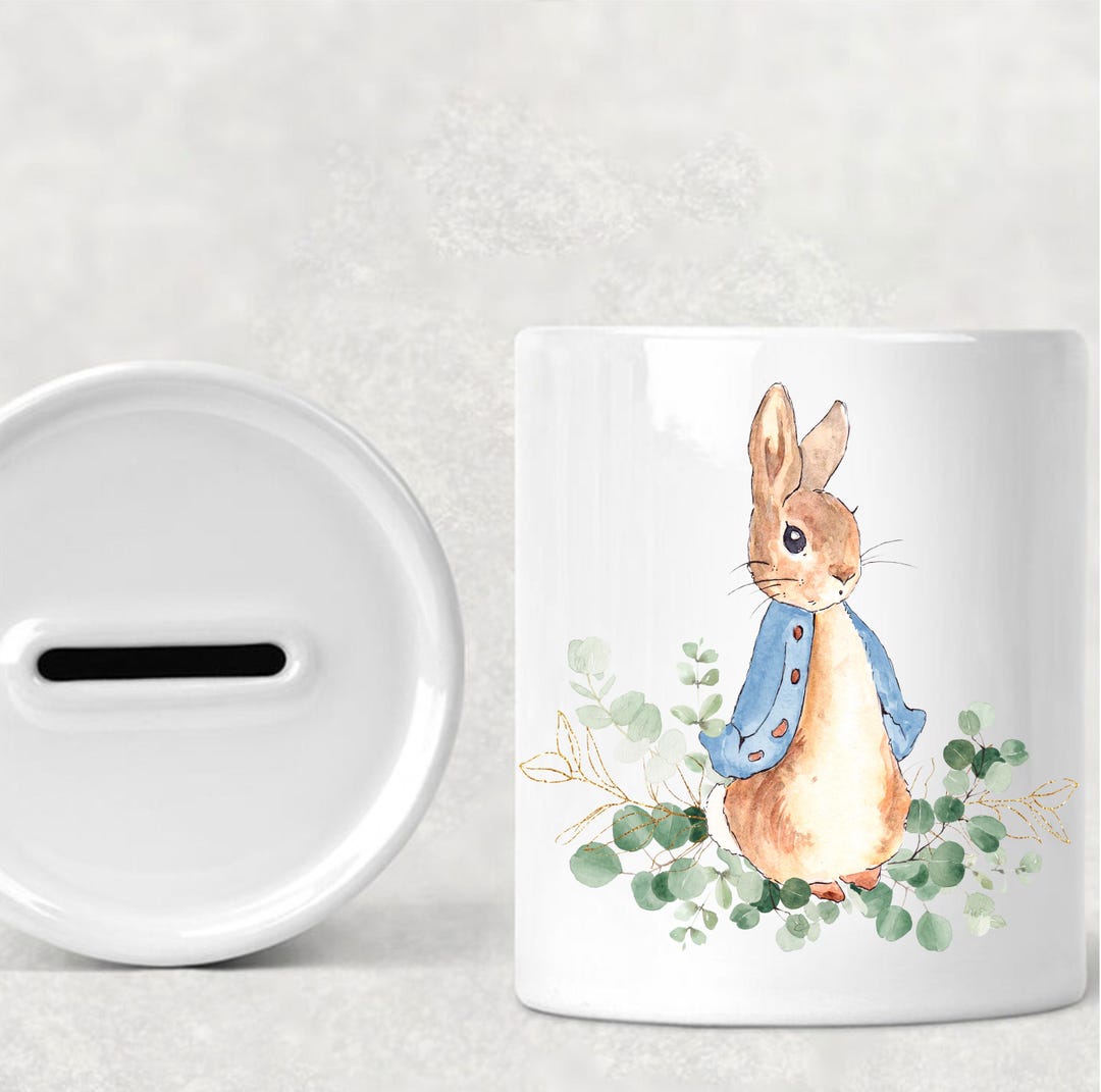 Peter Rabbit Piggy Bank | Baby Money Box Pink or Blue | Baby Gift ...