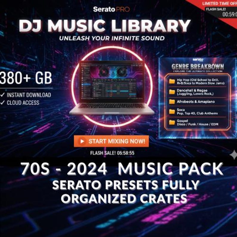 DJ Crate Library (380GB) –70s to 2024 Music Pack | Serato Presets,this ...