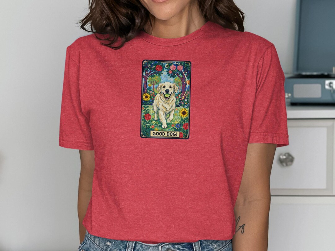 Good Dog T-shirt, Golden Retriever Art, Floral Dog Tee, Cute Puppy Gift ...
