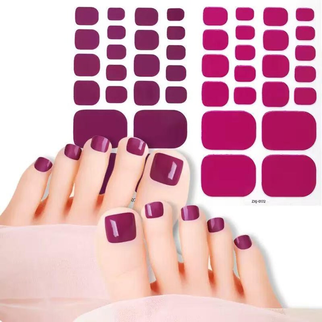 Toe Nail Wraps, Solid Color Toenail Stickers, Press on Pedicure Decals ...