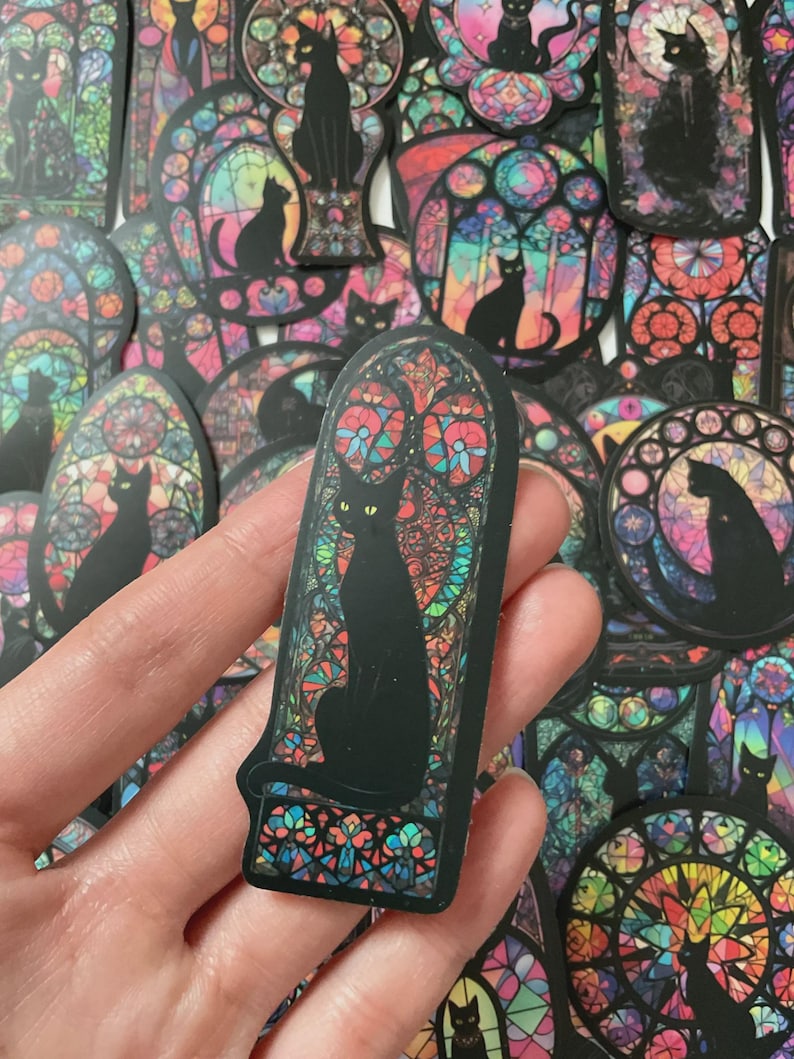 Dark Gothic Cat Graffiti Stickers Skateboards Laptops Water Bottles ...