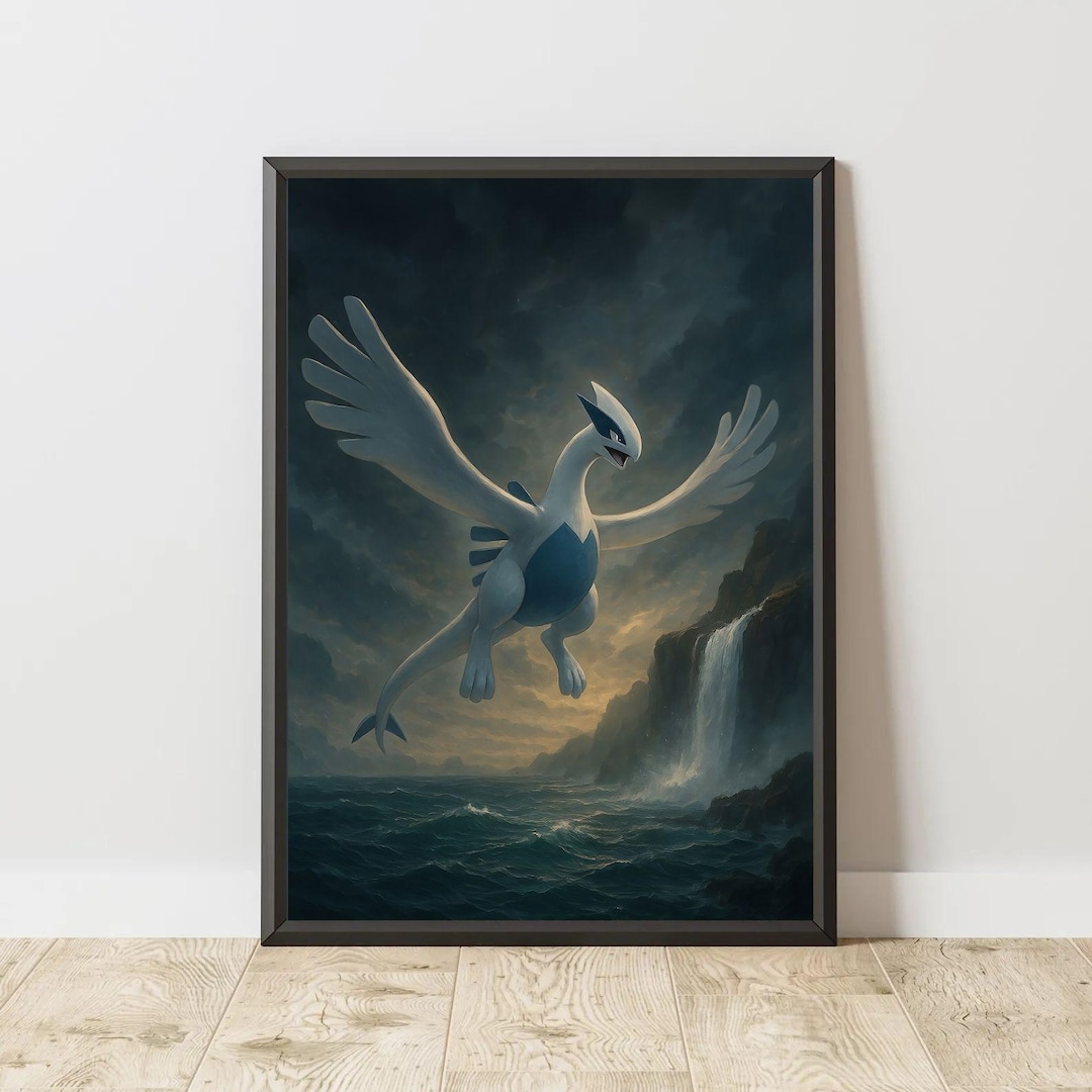 Lugia Legendary Pokémon Canvas Wall Art | Legendary Sea Guardian Poster ...