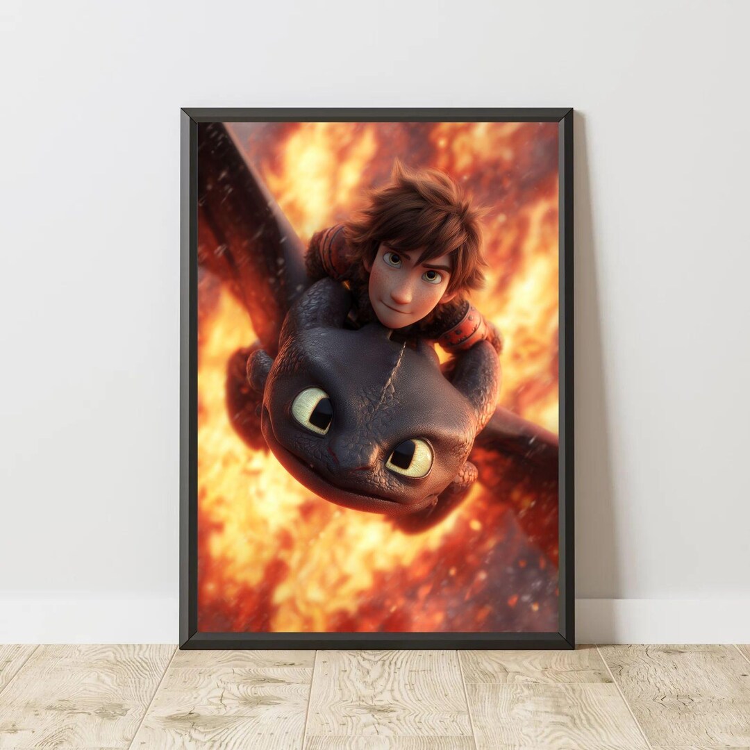 Toothless and Hiccup Poster | How to Train Your Dragon Wall Art - Etsy
