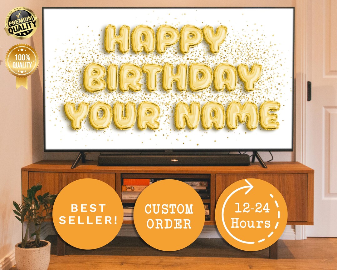 Custom Birthday TV Screen Display | Custom Name & Age (digital) - Etsy