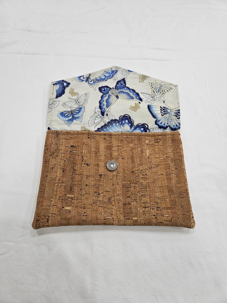 Blue Butterfly Cotton & Cork Clutch - Etsy