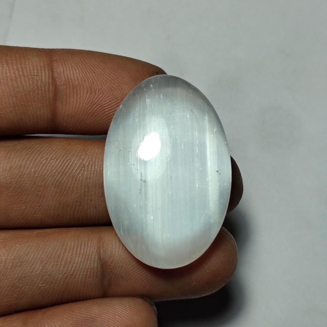Very Rare !! White Selenite Cabochon Hand Polished Gemstone Jewelry ...