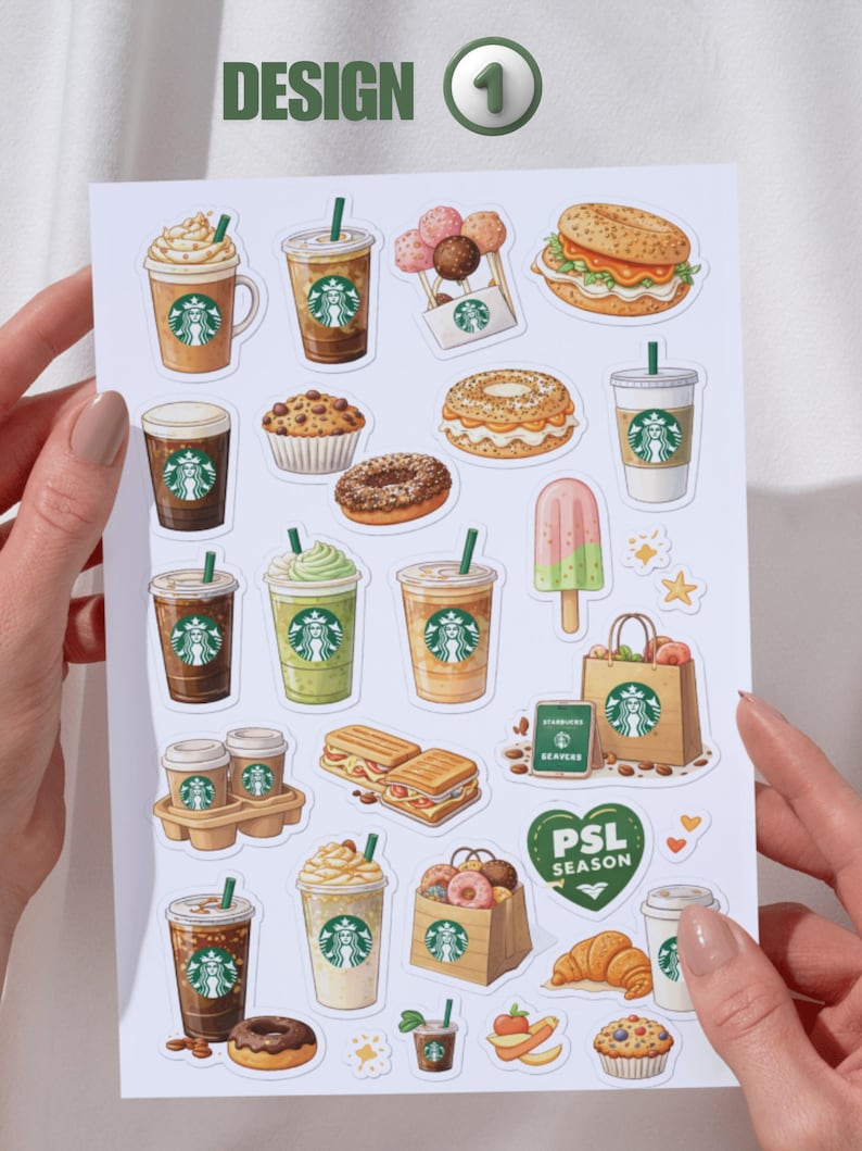 Mini Coffee & PSL Sticker Bundle, Iced Coffee, Bagels, Latte Planner ...