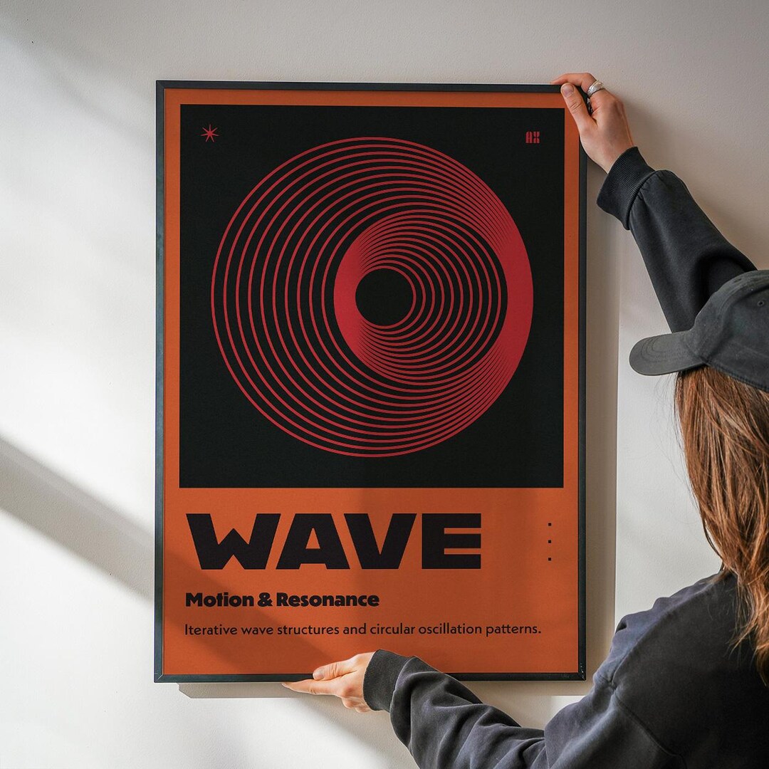 WAVE Oscillation Poster – Modern Retro Circle Art (digital Download) - Etsy