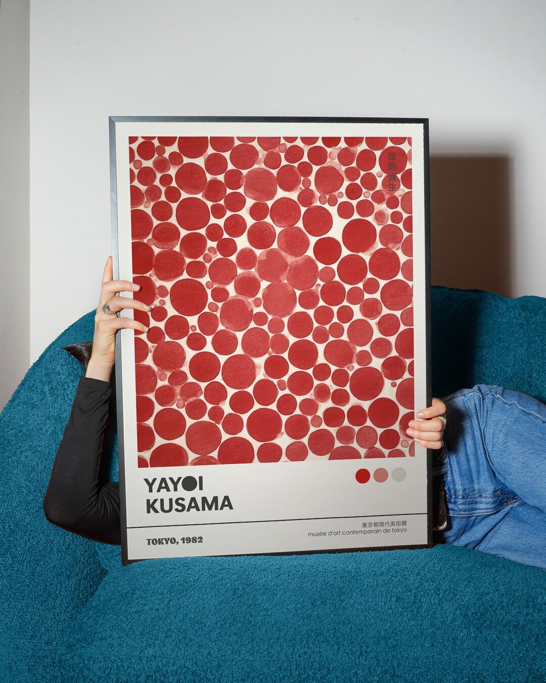 Yayoi Kusama Inspired Exhibition Poster, Abstract Red Polka Dot Print ...