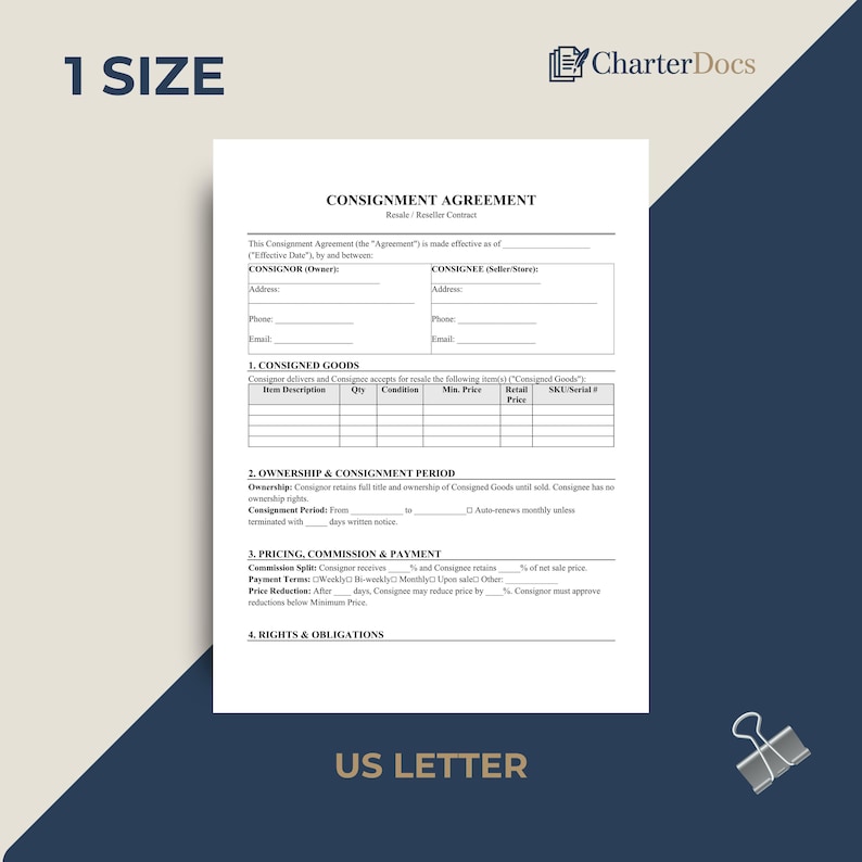 Consignment Agreement Template Word | Resale Contract Editable ...