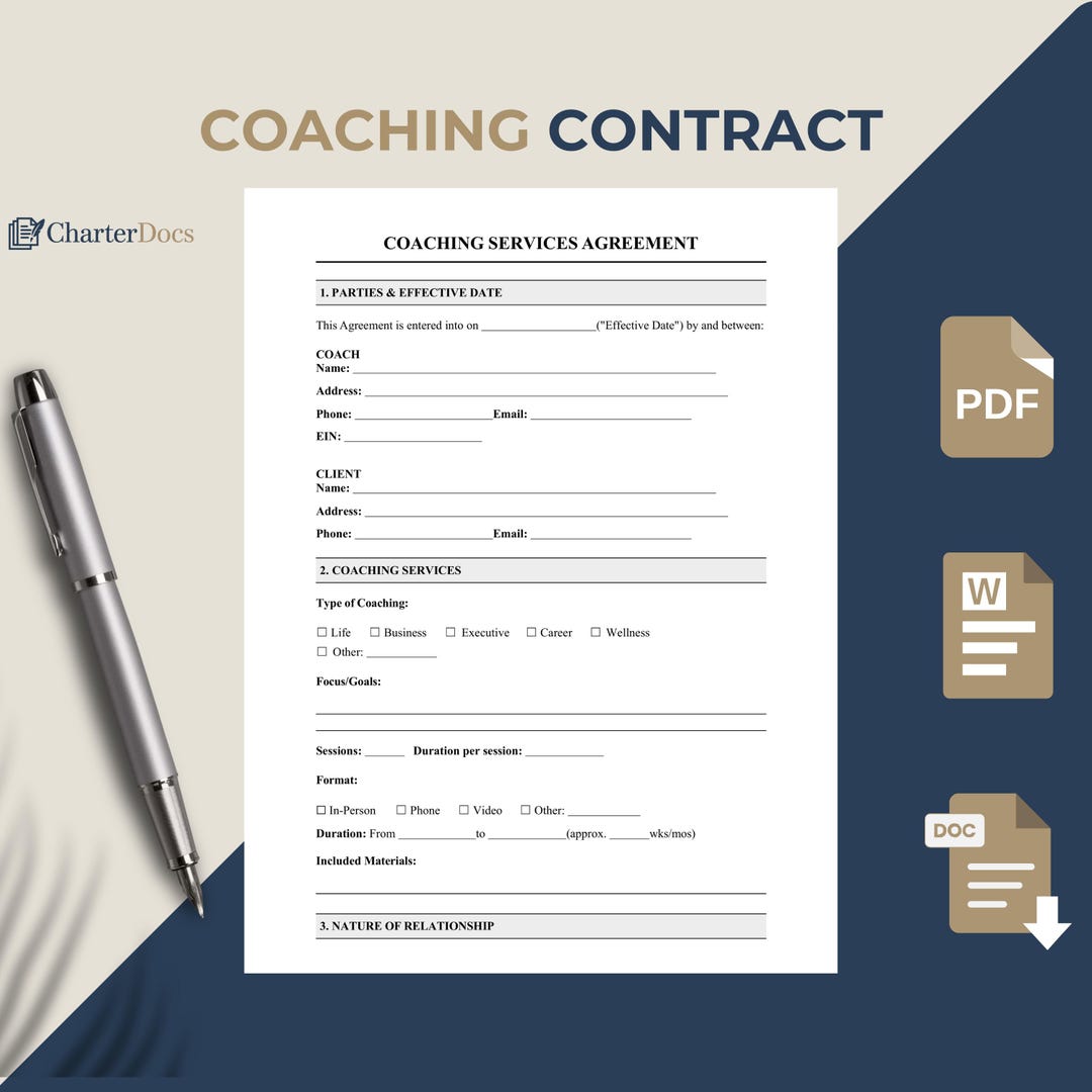 Coaching Contract Template | Life Business Executive Coach Agreement ...