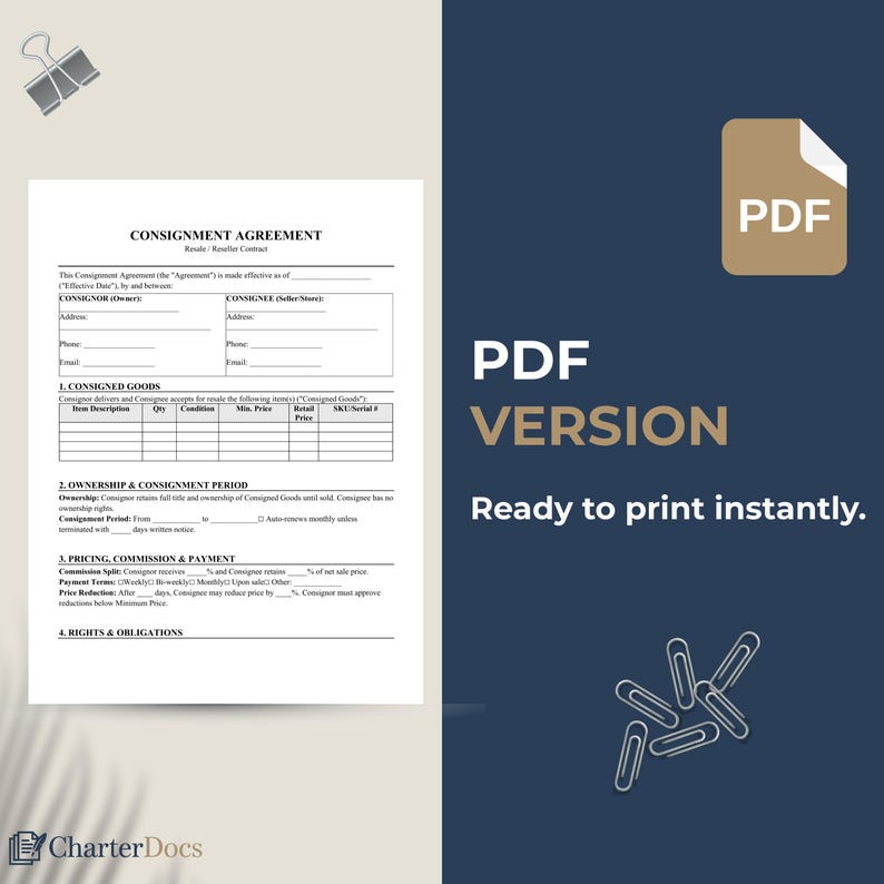 Consignment Agreement Template Word | Resale Contract Editable ...