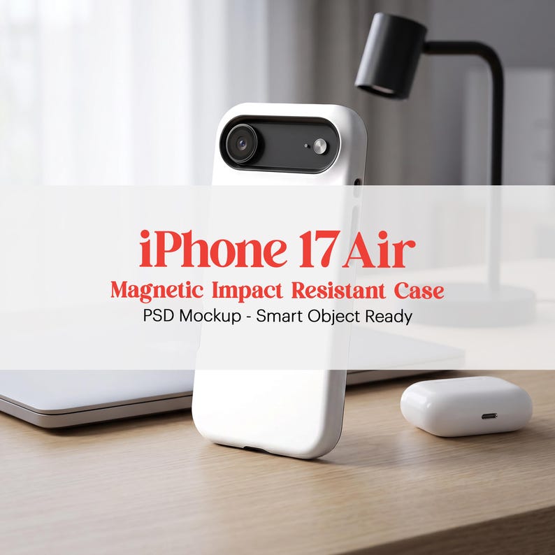 IPhone 17 Air Magnetic Case Mockup, Impact Resistant Phone Cover PSD ...