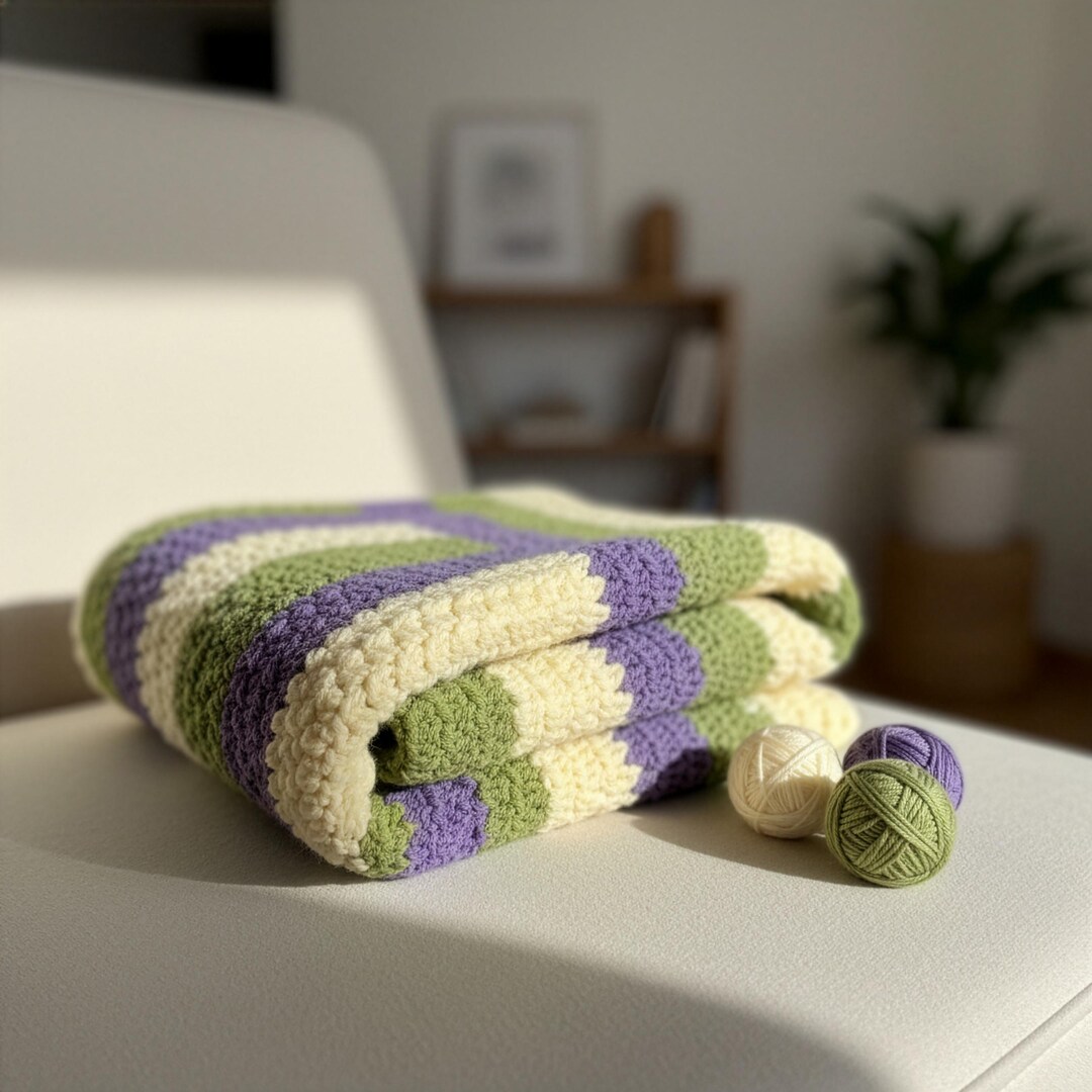 Suffragette Stripes Blanket Crochet Pattern PDF DK Afghan - Etsy