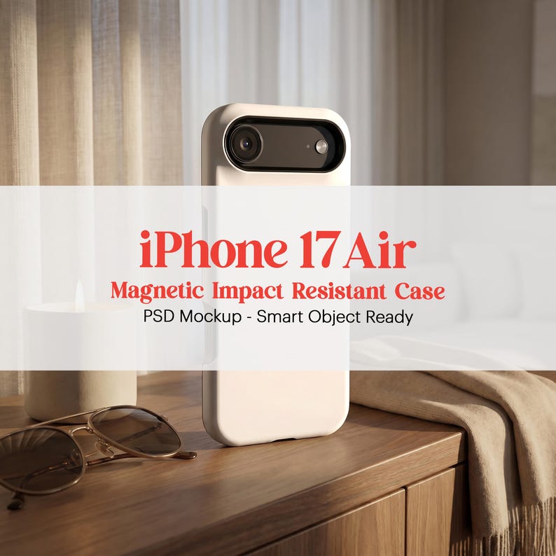 IPhone 17 Air Case Mockup, Magnetic Case Mockup, Impact Resistant Phone ...