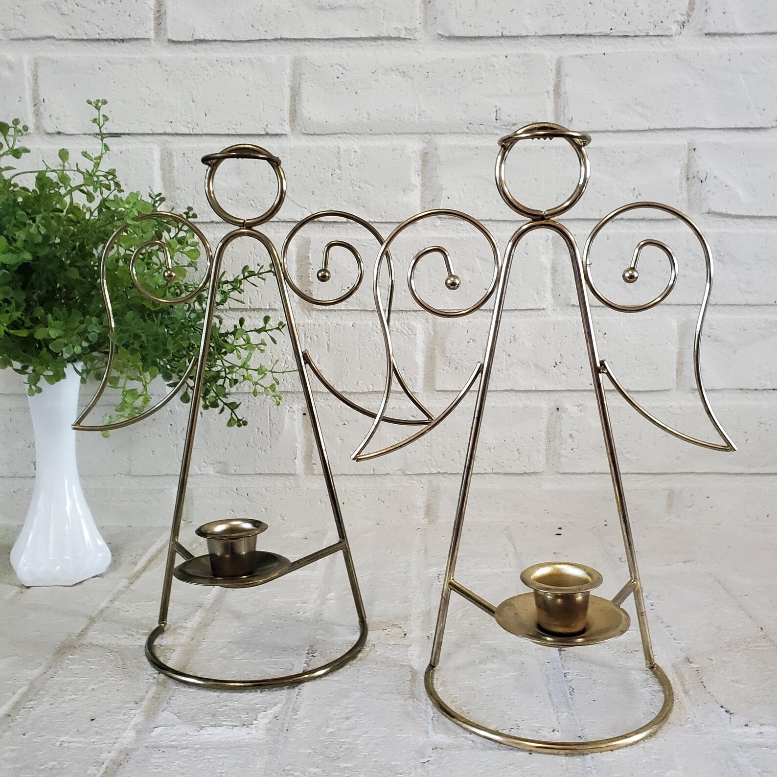 Vintage Angel Wall Sconces: Gold Tone Metal Candle Holders, Set of 2 - Etsy