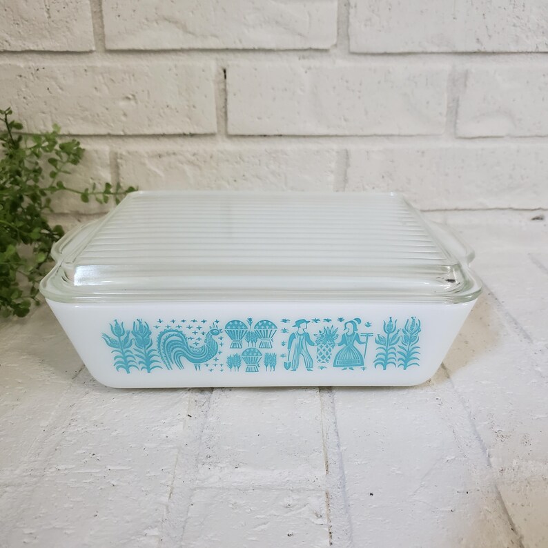 Vintage Pyrex Butterprint Amish Farmers Casserole Dish With Lid ...