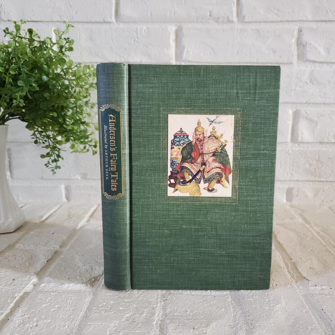 Vintage Green Hardback Book With Colorful Illustrations: Andersen's ...