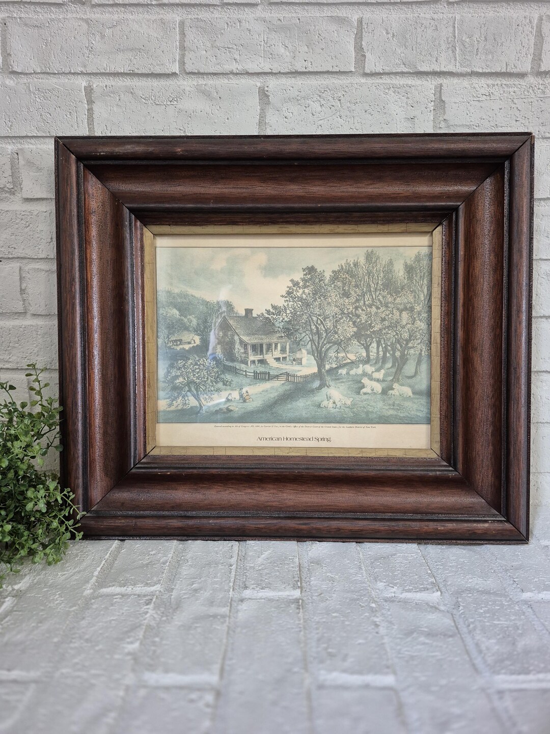 Vintage Large Wood Framed Currier & Ives American Homestead Spring ...