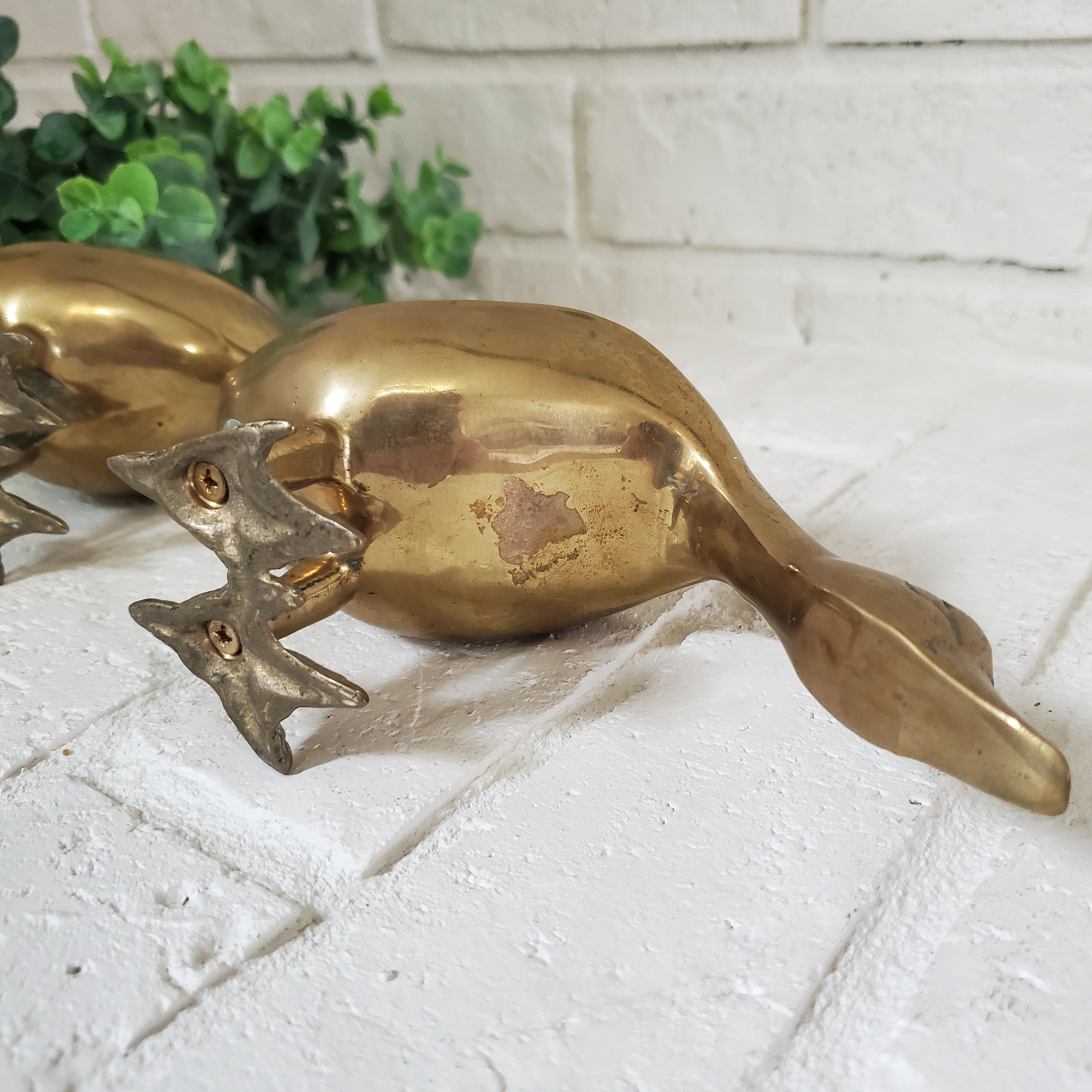 Vintage Pair of Solid Brass Ducks Set of Brass Geese Figurines Gold ...