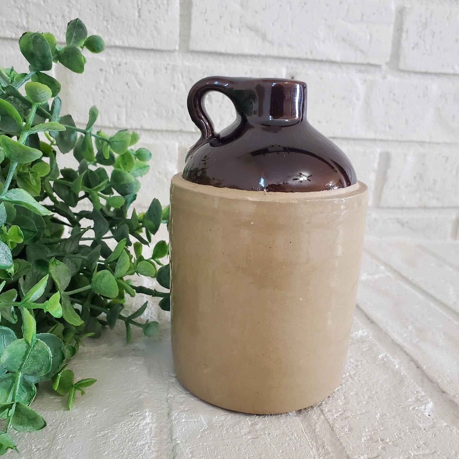 Vintage Glazed Stoneware Crock Jug Antique Stoneware Crock Jug Two Tone ...