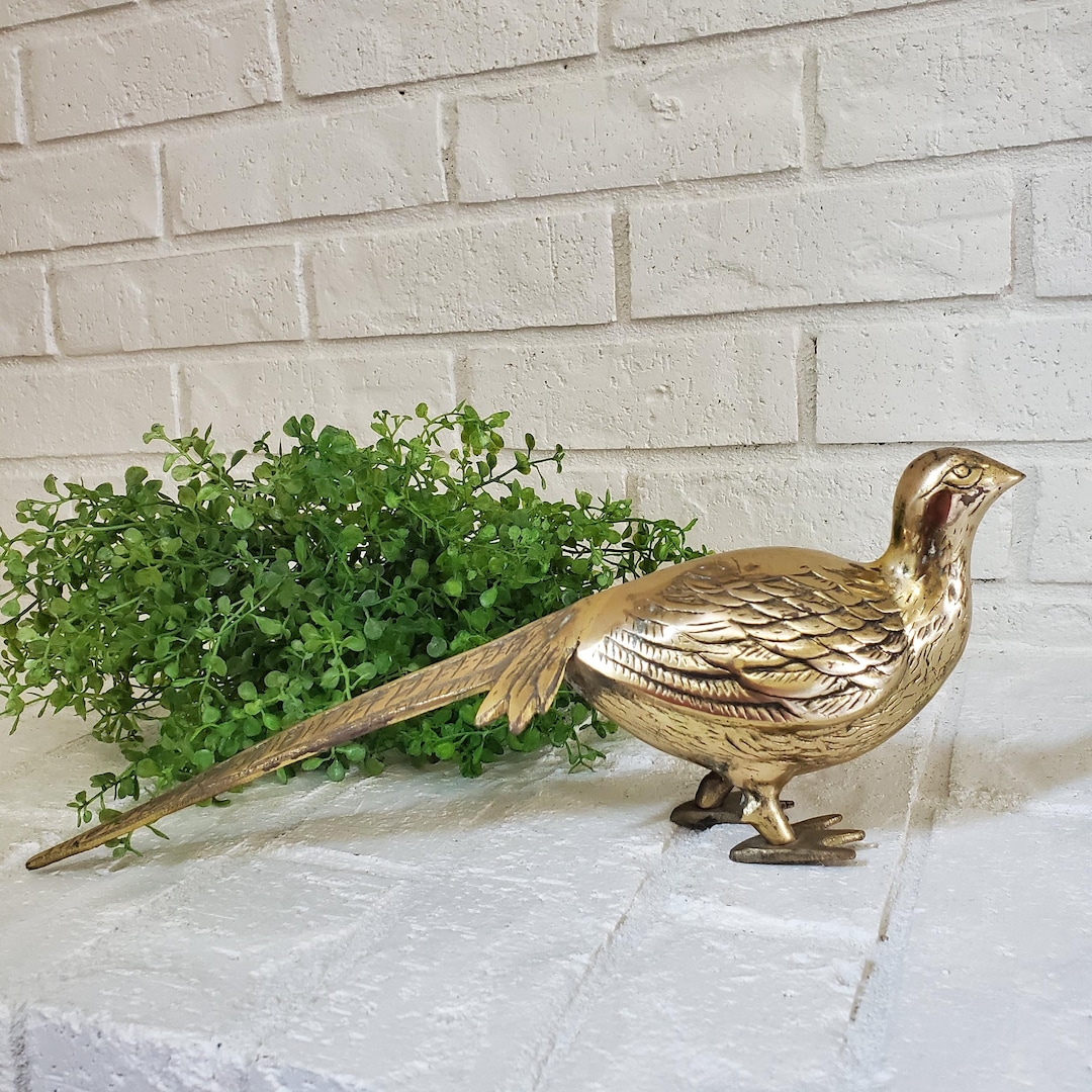 Vintage Solid Brass Figural Pheasant Statue Heavy Brass Bird Figurine ...