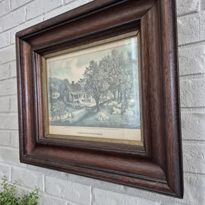 Vintage Large Wood Framed Currier & Ives American Homestead Spring ...