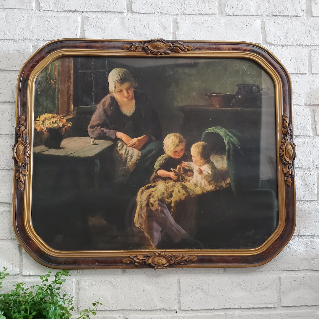 Vintage Ornate Wood Framed Wall Art Twice Blessed by Bernard Jean ...