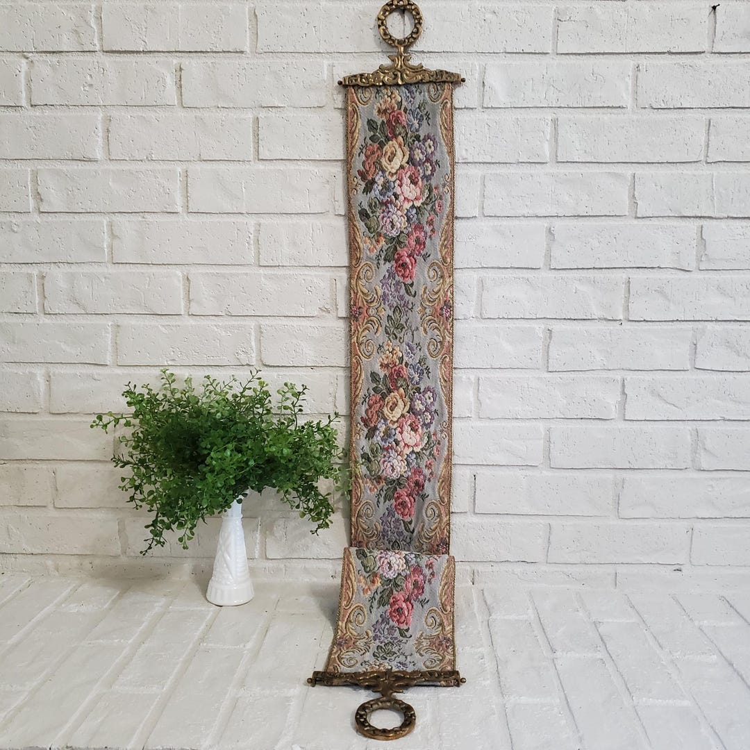 Vintage Floral Tapestry Bell Pull Corona Decor Co French Blue Wall ...