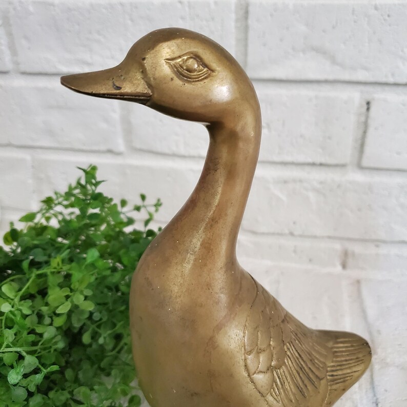 Vintage Brass Duck Brass Goose Figurine Large Gold Toned Patinaed Brass ...