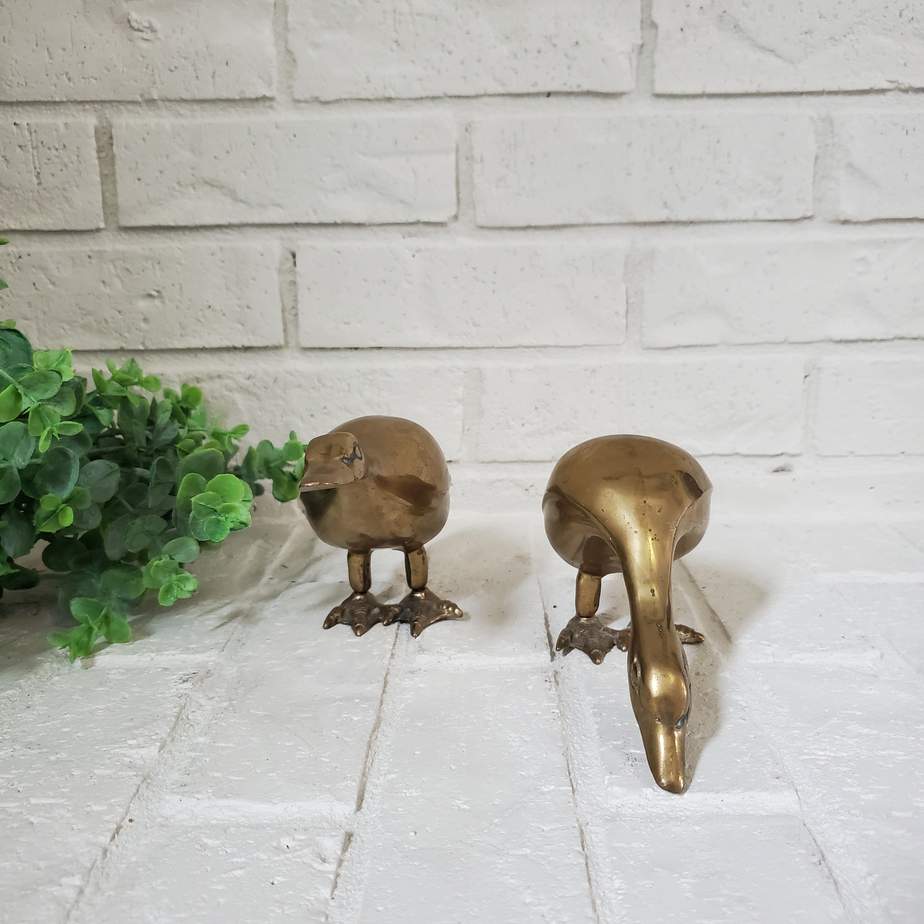 Vintage Pair of Solid Brass Ducks Set of Brass Geese Figurines Gold ...