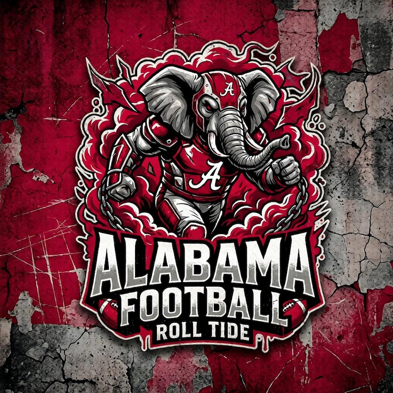 Dark Grunge Alabama Elephant PNG SVG | Roll Tide Football Game Day ...