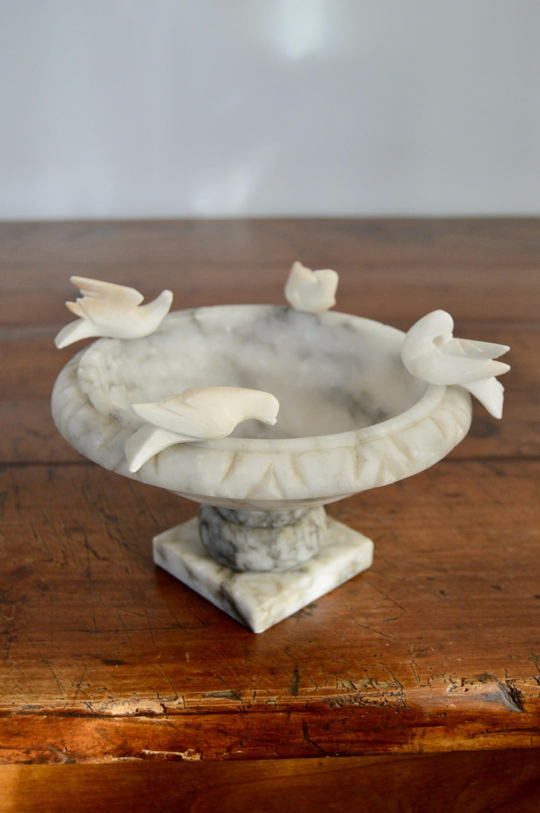 Vintage Italian Marble and Alabaster Miniature Bird Bath With Birds ...