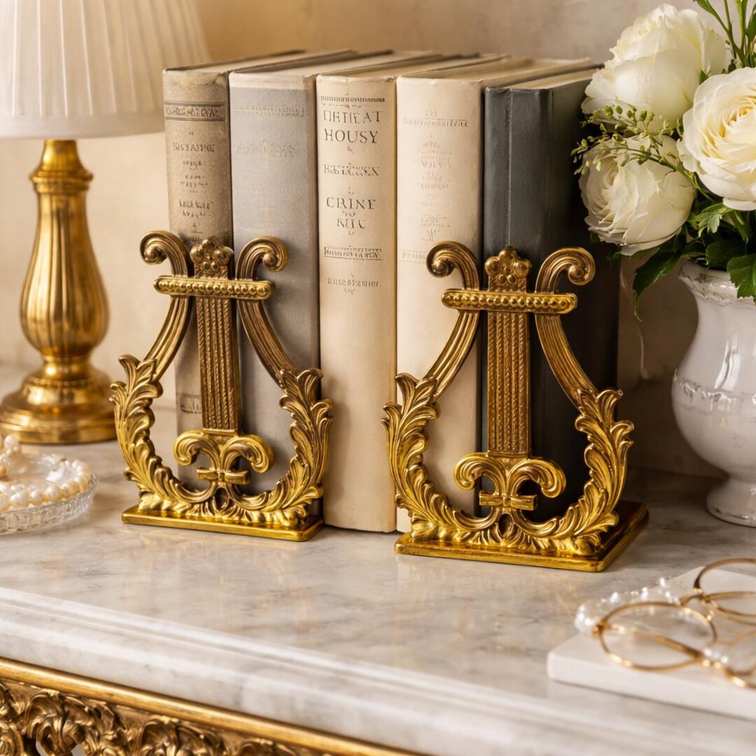 Solid Brass Bookends Vintage Neoclassical Hollywood Regency Classical ...