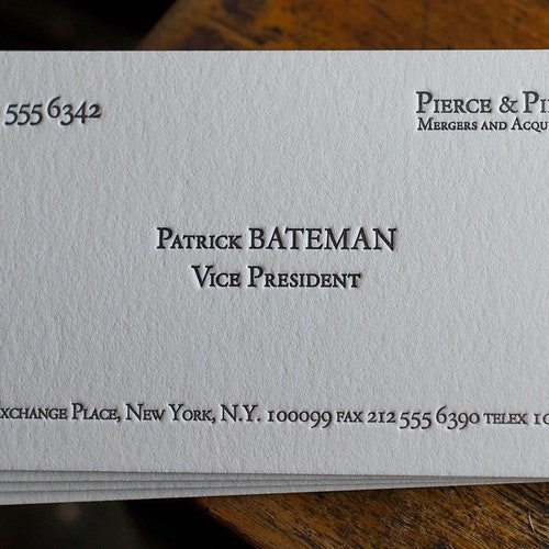 The Patrick Bateman Custom Letterpress Printed Calling Cards - Etsy