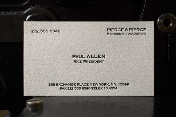 The Original Paul Allen Custom Letterpress Printed Business - Etsy