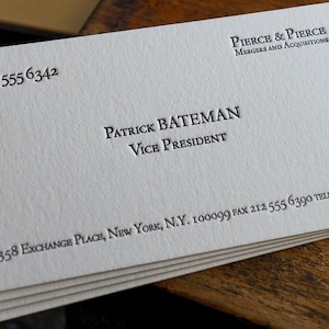 The Patrick Bateman – Custom Letterpress Printed Calling Cards - Etsy
