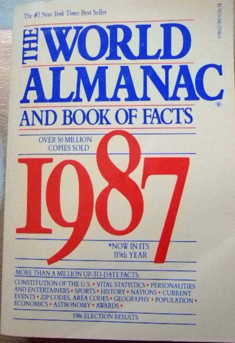 Vintage 1987 World Almanac and Book of Facts, 119th Year, More Than a ...