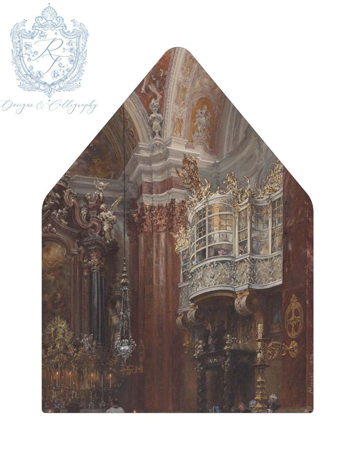 Interior Baroque Church Vintage Painting Euro A7 Envelope Liner - Etsy