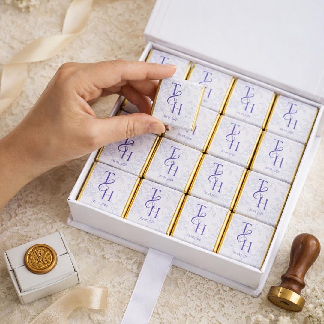 50 Luxury Wedding Chocolates, Personalized Guest Gifts, Engagement ...