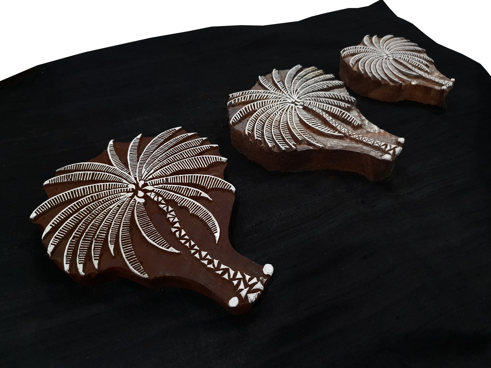 Set of 3 Coconut Palm Tree Indian Blocks Printing Stamp/tjap/textile ...