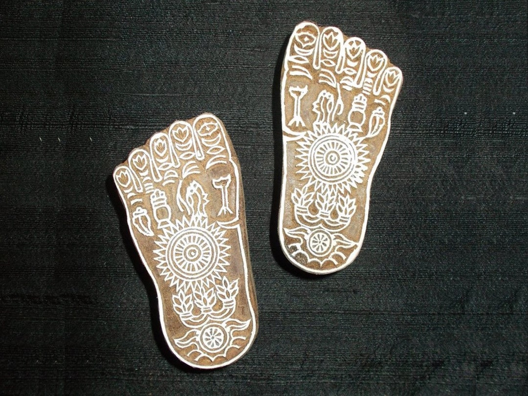 Hindu God Rama Feet Set/ Hand-carved Wooden Stamp/ Textile Printing ...