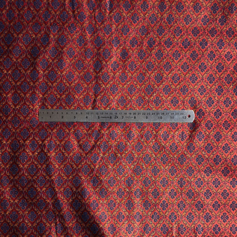 One Yard Red Indian Brocade Fabric by the Yard for DIY Craft, Drapery ...